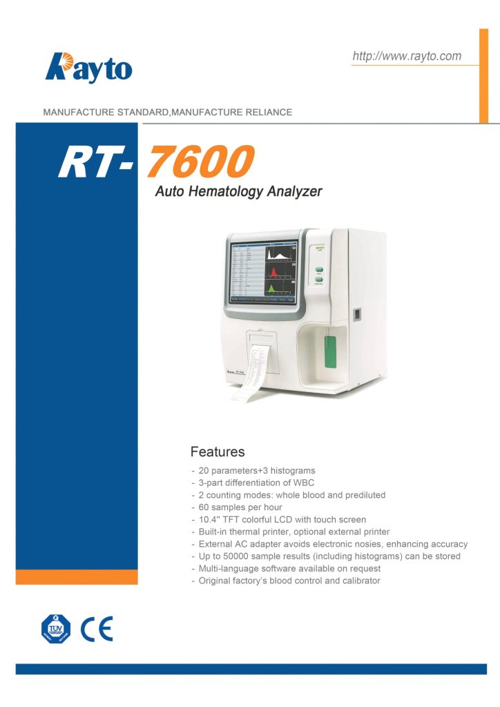 Auto Hematology Analyzer Rayto RT-7600 – Solarshop Pakistan