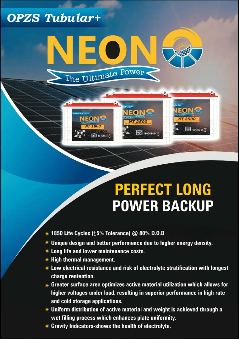 Neon Tubular Battery NT3500 300Ah – Solarshop Pakistan